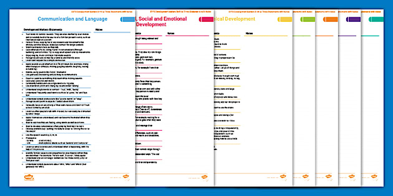 EYFS Development Matters Birth to 3 Statements with Notes