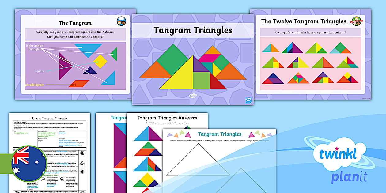 Year 2 Space: SolveIt Tangram Triangles (teacher made)
