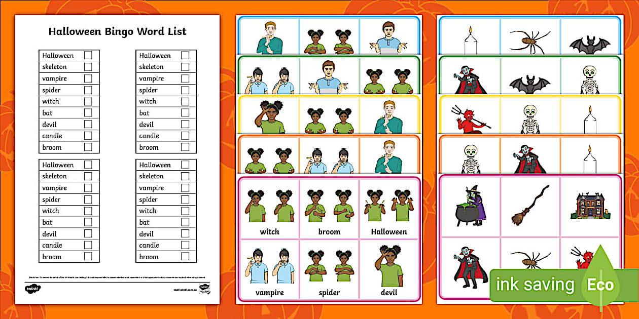Auslan Halloween Bingo