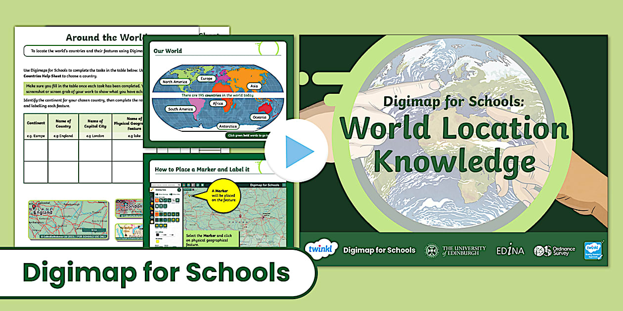FREE! - KS2 Digital Mapping using Digimap for Schools: World Location
