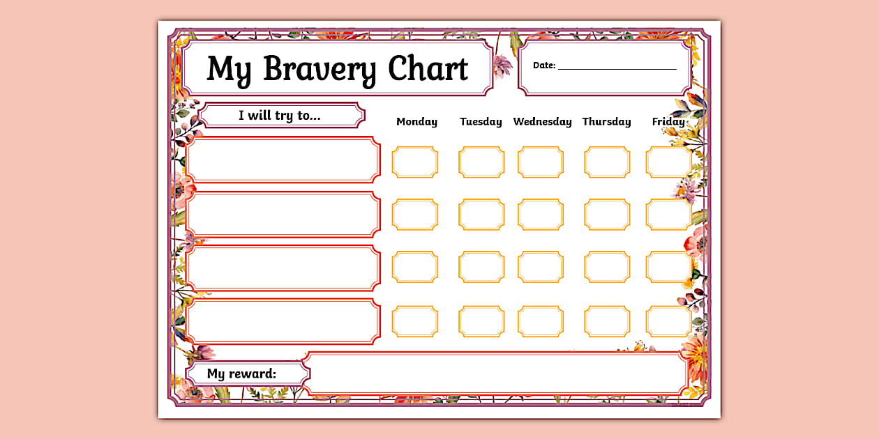 Wildflower Botanical Themed Bravery Log Chart (Teacher-Made)