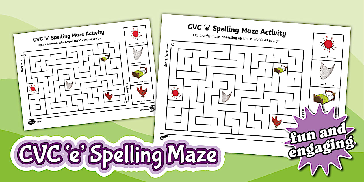 CVC 'e' Spelling Maze Activity Sheet