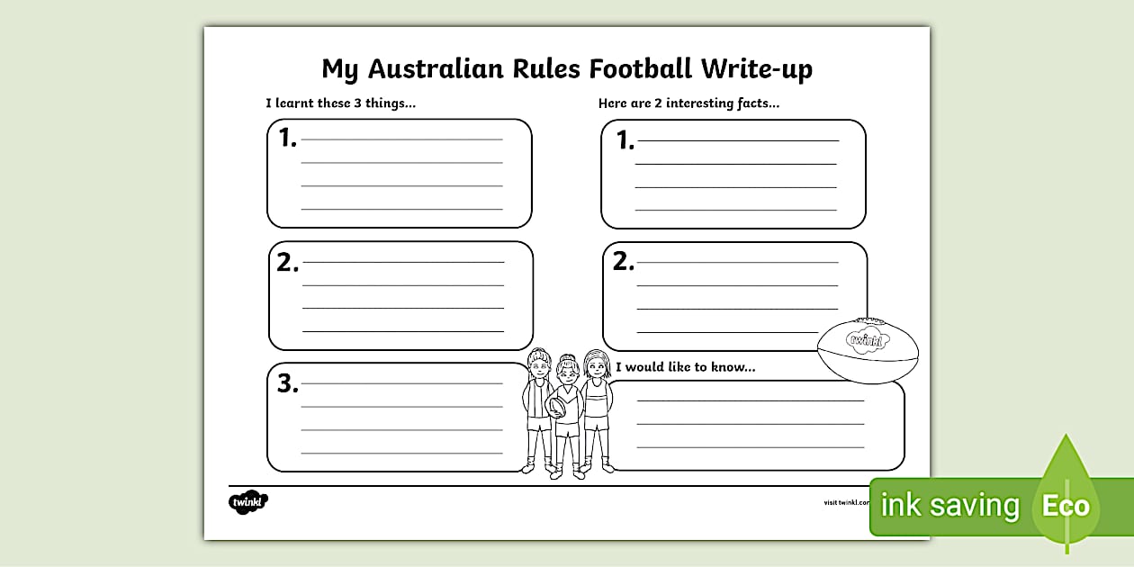 AFL Write Up Worksheet (teacher made) - Twinkl