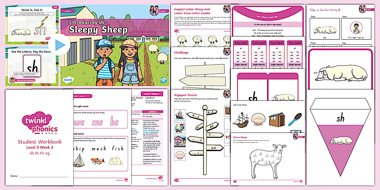 'sh' Lesson Pack - Level 3 Week 3 Lesson 1 (teacher made)