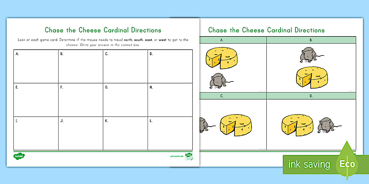 Chase the Cheese Cardinal Directions Game - Twinkl