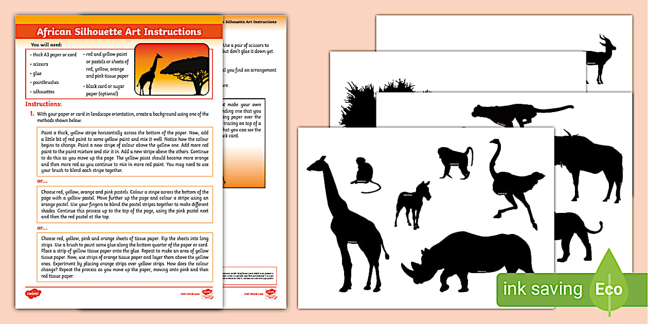 African Fauna and Flora Silhouette Art Activity | Twinkl