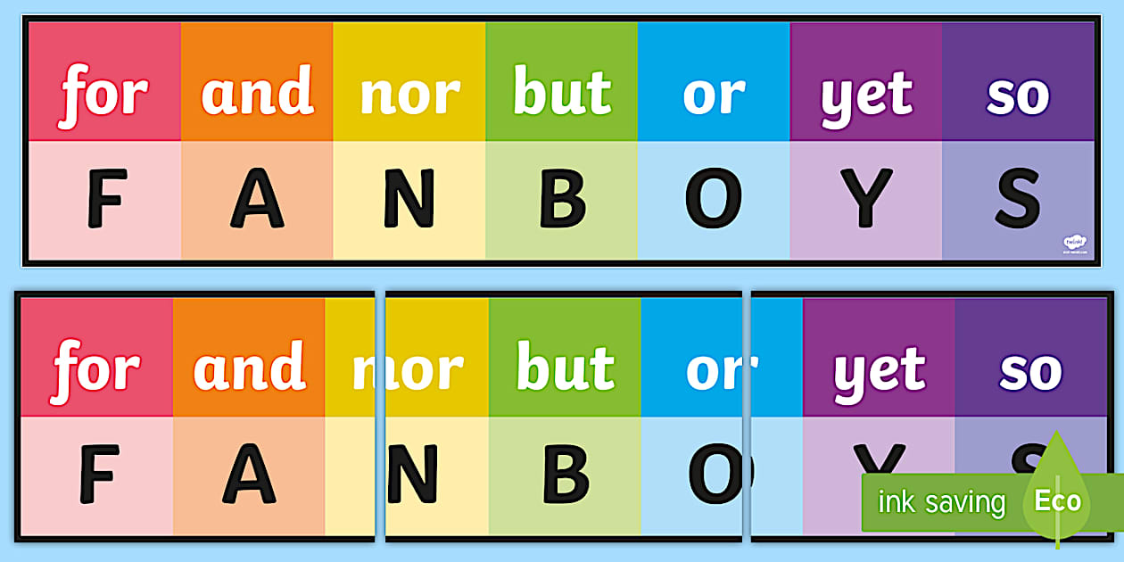FANBOYS Display Banner - Coordinating conjunctions examples