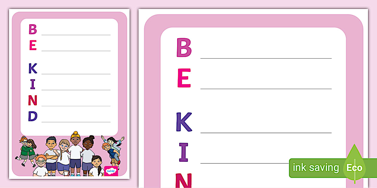 Be Kind Acrostic Poem Template (teacher made) - Twinkl