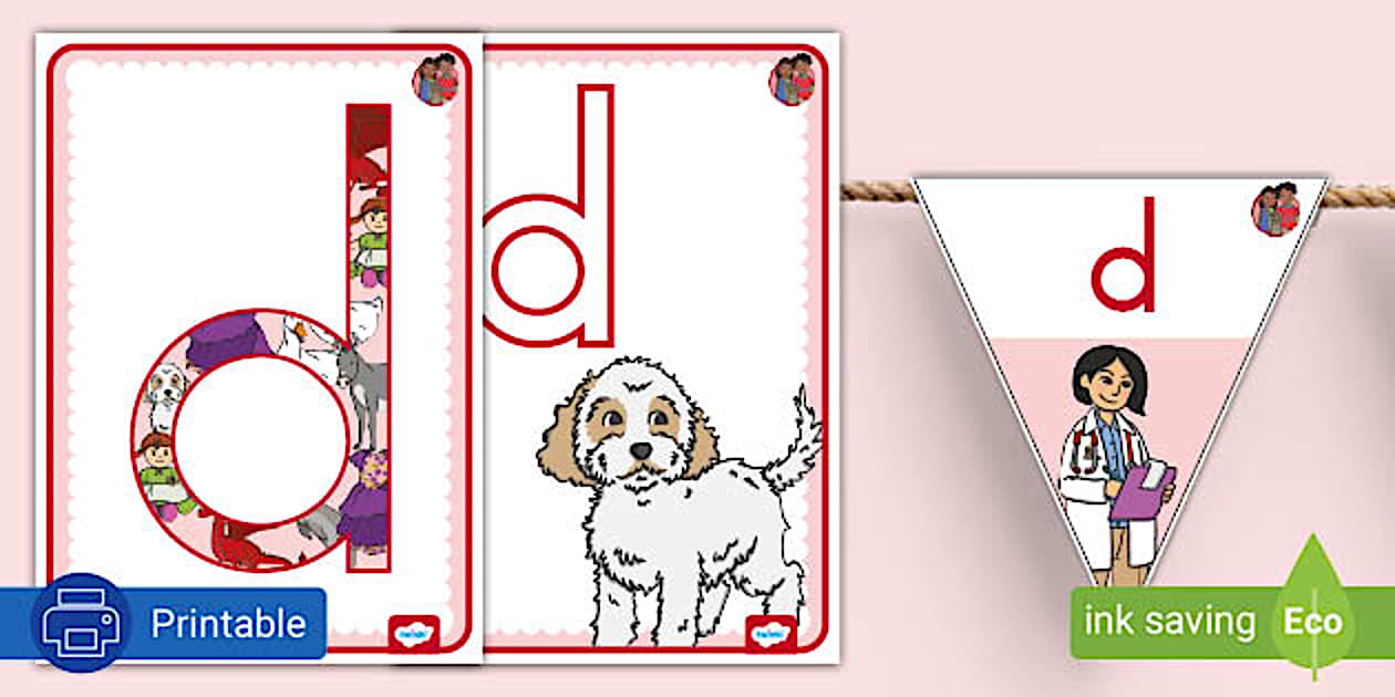 Gr. R Phonics Display Posters and Bunting: D Sound - Twinkl
