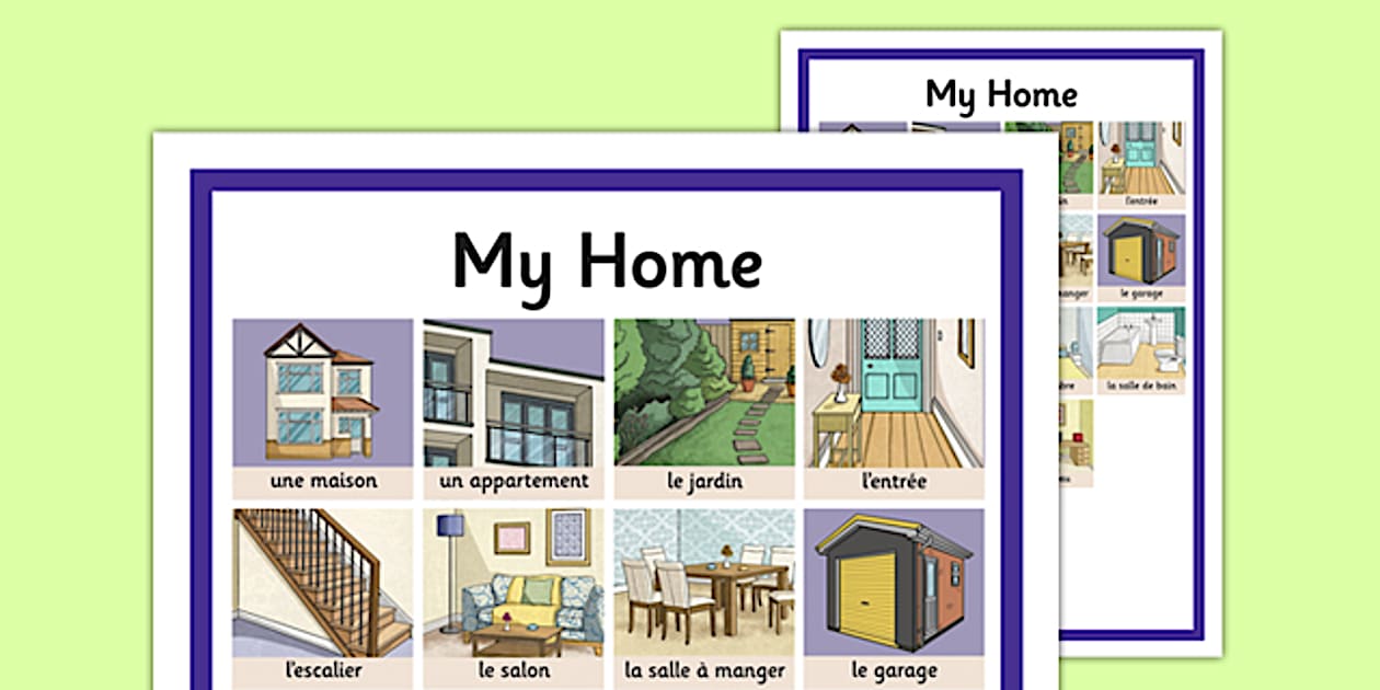 Cursive My Home Word Grid French (professor feito) - Twinkl