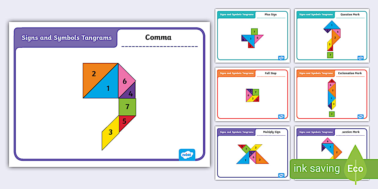 Symbols Tangram Instructions (teacher made) - Twinkl