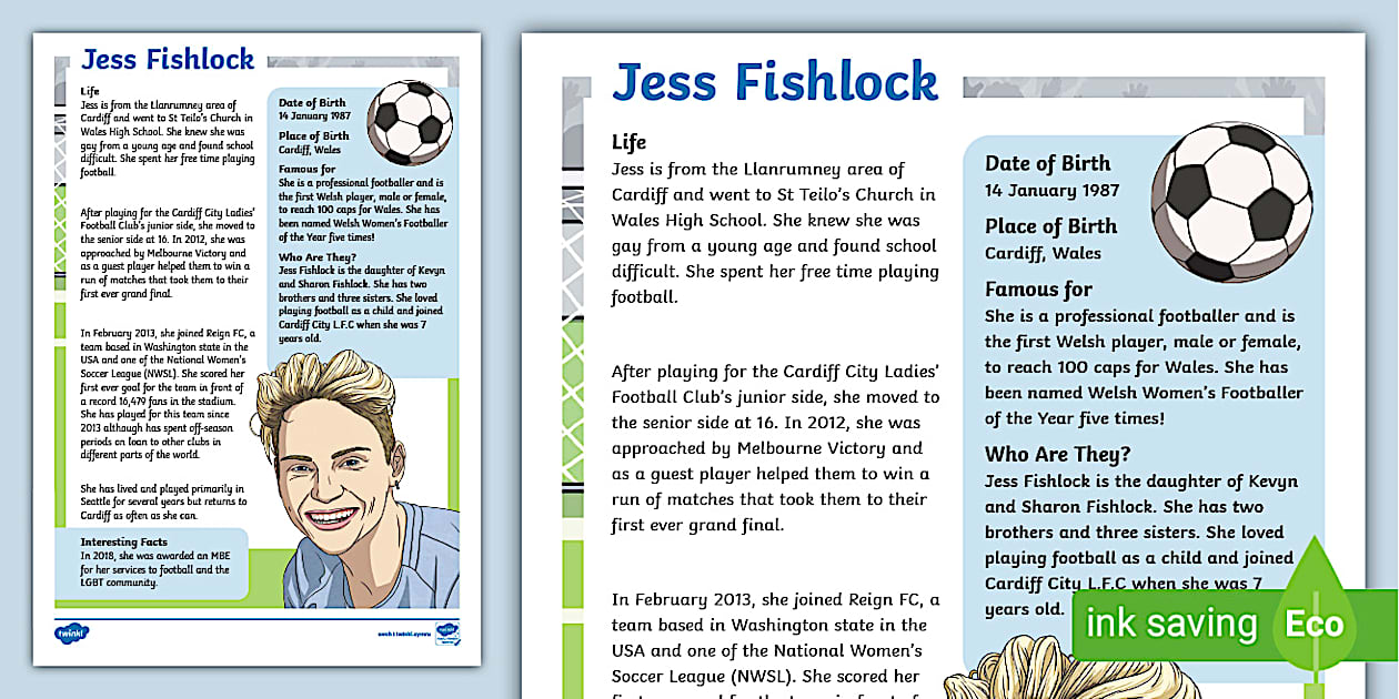 Jess Fishlock Fact File (teacher made) - Twinkl