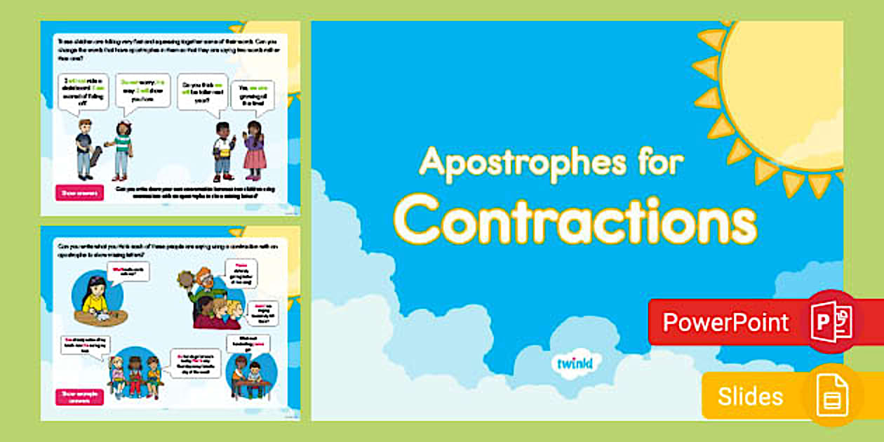 Apostrophes for Contractions Presentation - PowerPoint & Google Slides