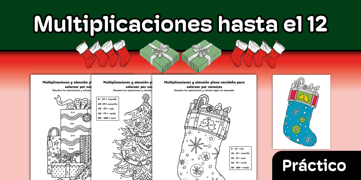 * NEW * Multiplicación y atención plena Navidad colorea por números