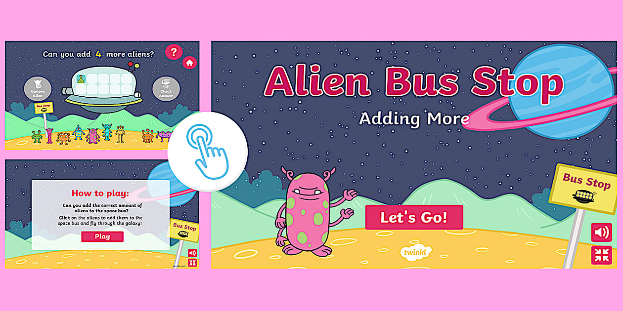 Alien Bus Stop Adding More Game - Twinkl
