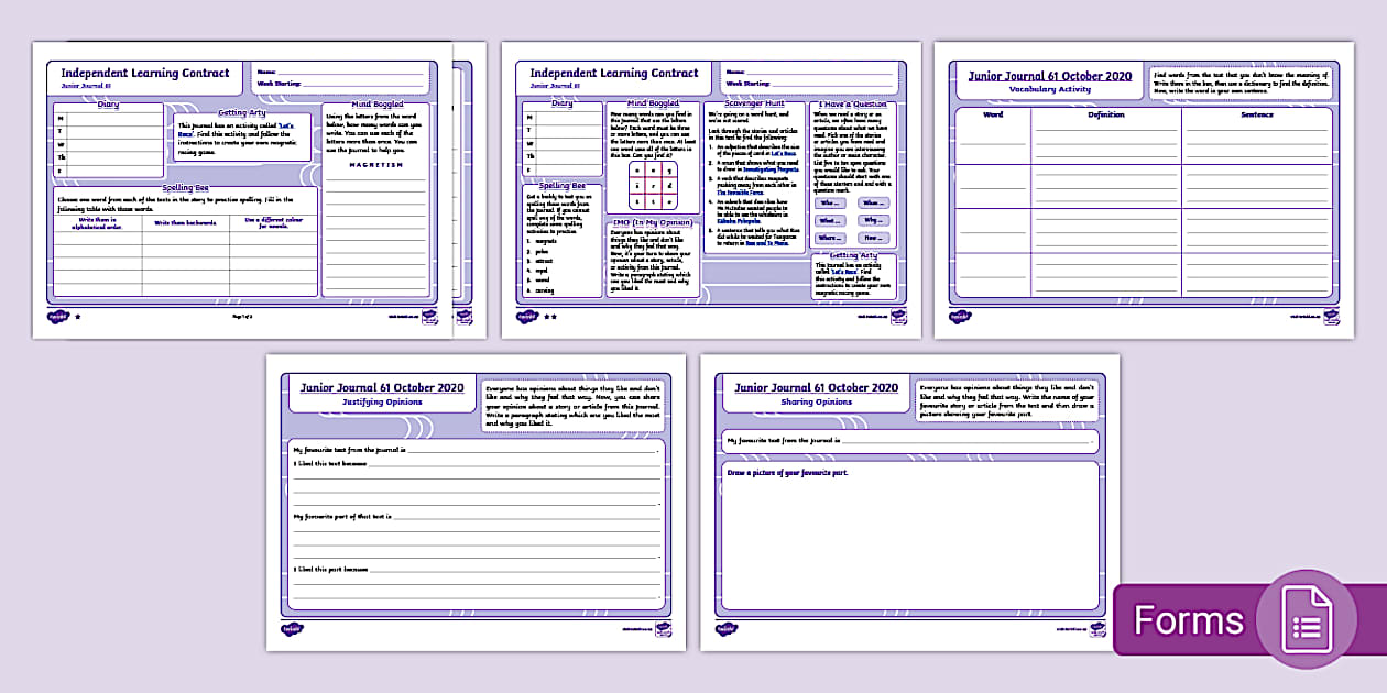 Junior Journal 61 Oct 2020: Independent Learning Contract