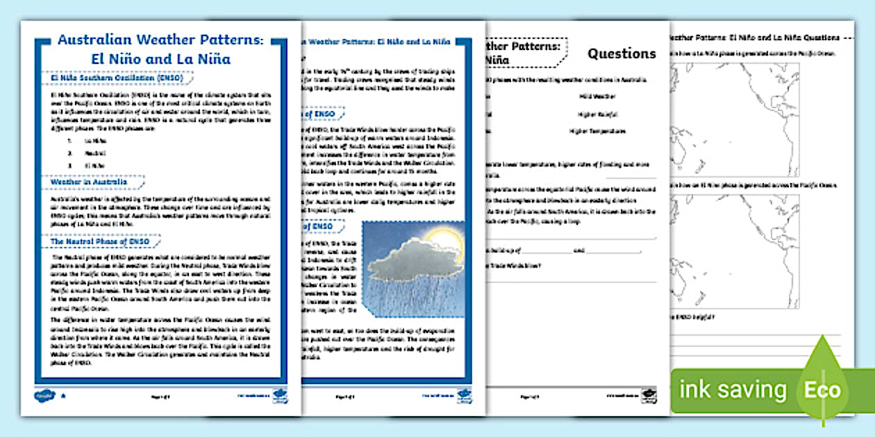Weather Patterns: El Niño and La Niña Reading Comprehension