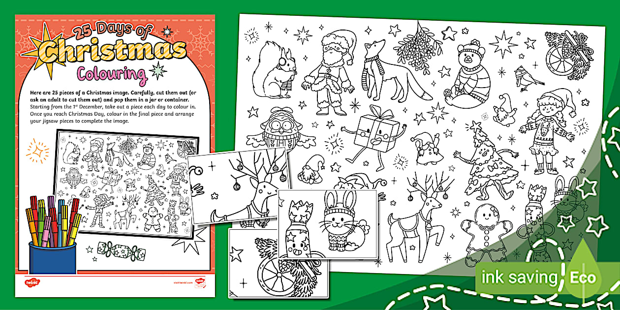 25 Days of Christmas Colouring (Ages 5 - 7) (teacher made)