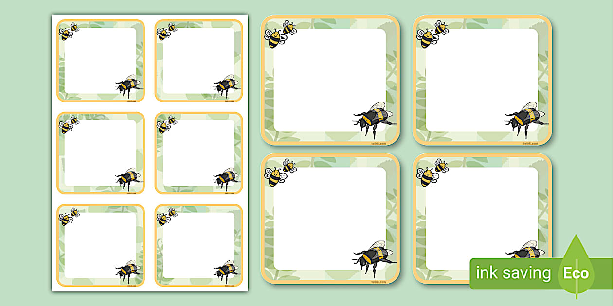 👉 Bumble Bee Themed Squared Peg Labels - Twinkl