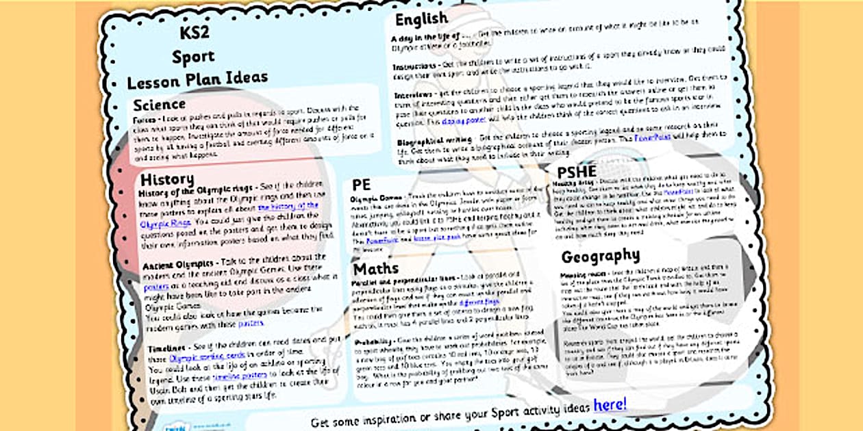 Sport Lesson Plan Ideas KS2 (teacher made) - Twinkl
