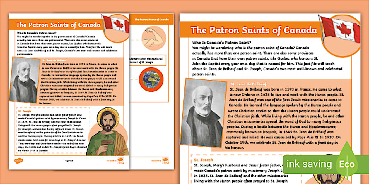 The Patron Saints of Canada Fact File - Grades 4-6 - Canada