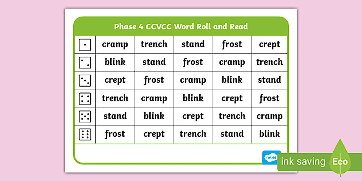 Phase 4 CCVCC Word Roll and Read Mat 1 | Twinkl - Twinkl