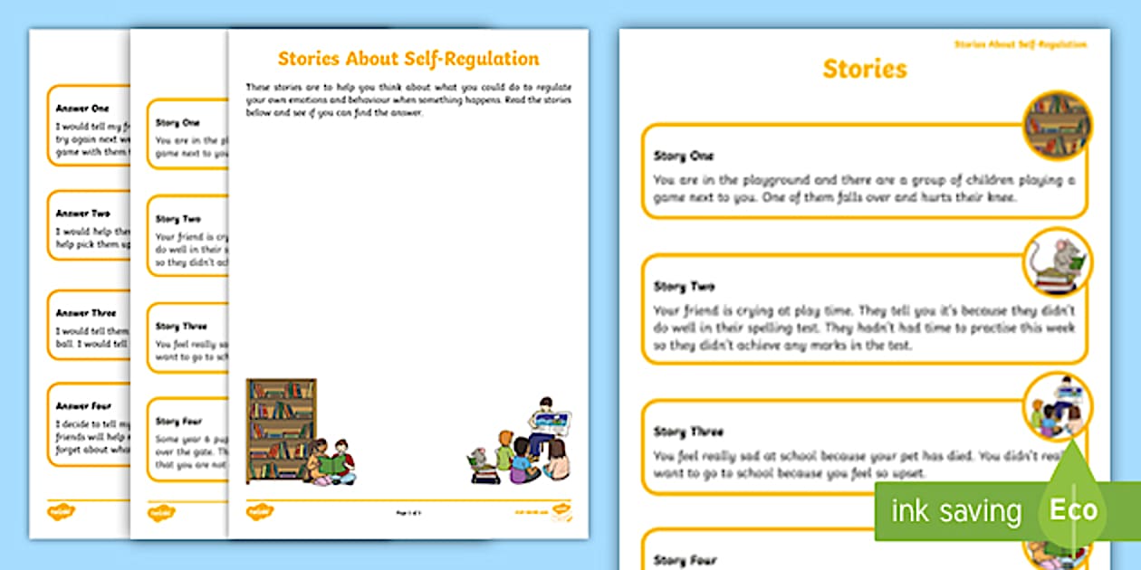 Editable Stories About Self-Regulation Worksheet - Twinkl