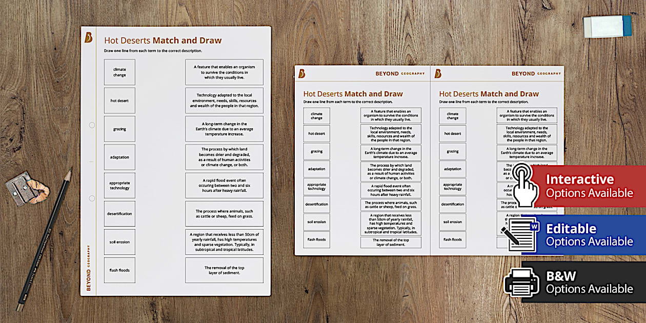 AQA Hot Deserts Match and Draw Activity 3 (teacher made)