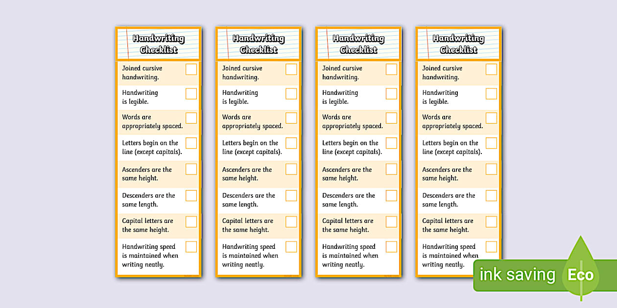 Handwriting Checklist Bookmarks (teacher made) - Twinkl