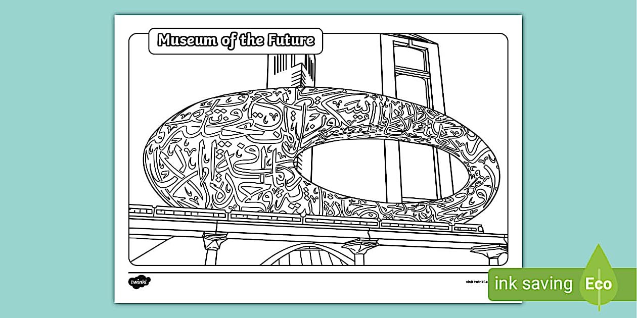 Museum of the Future Colouring Page (teacher made) - Twinkl