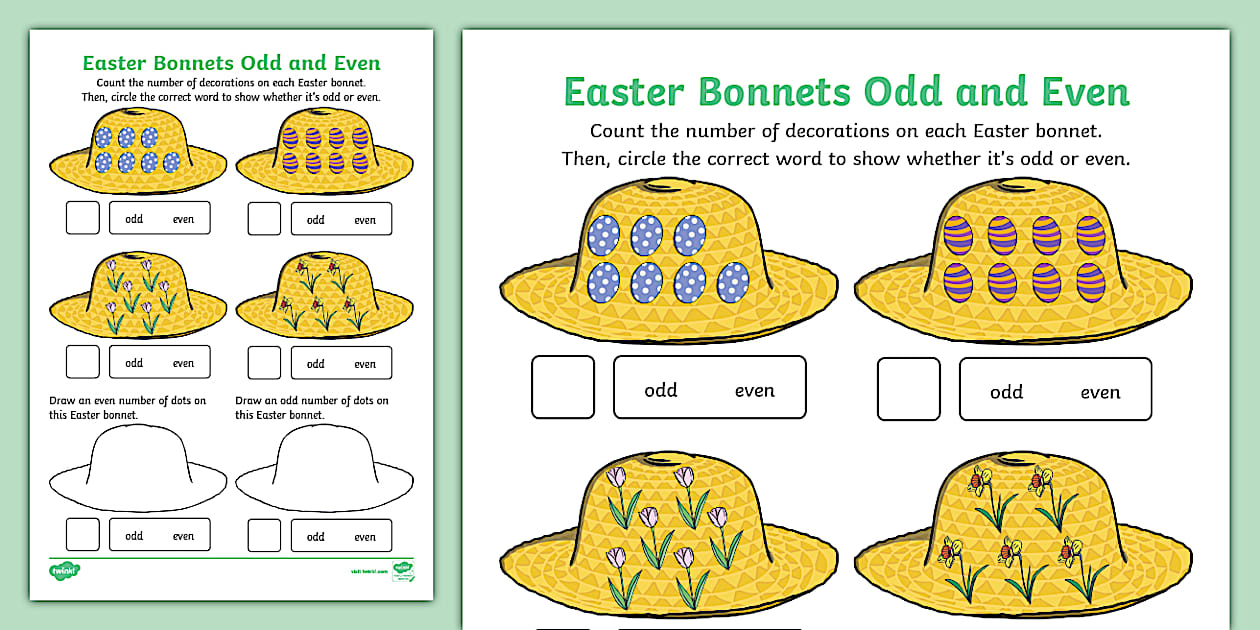 👉 Easter Bonnets Odd and Even Activity | Twinkl - Twinkl