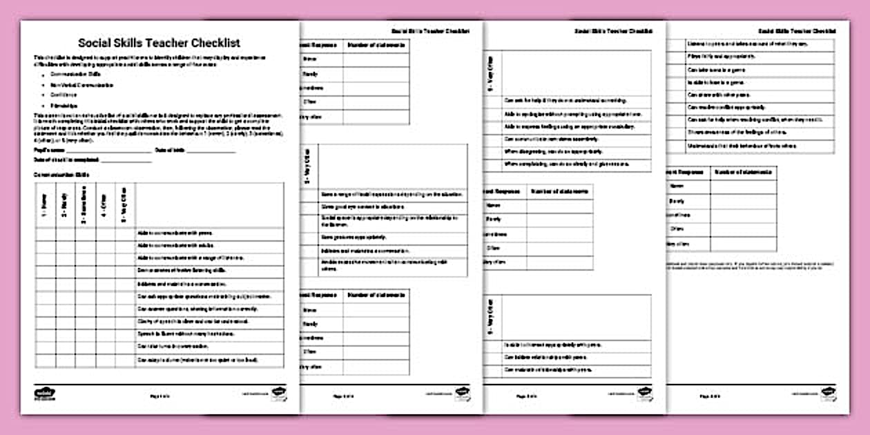 Social Skills Teacher Checklist (Teacher-Made) - Twinkl