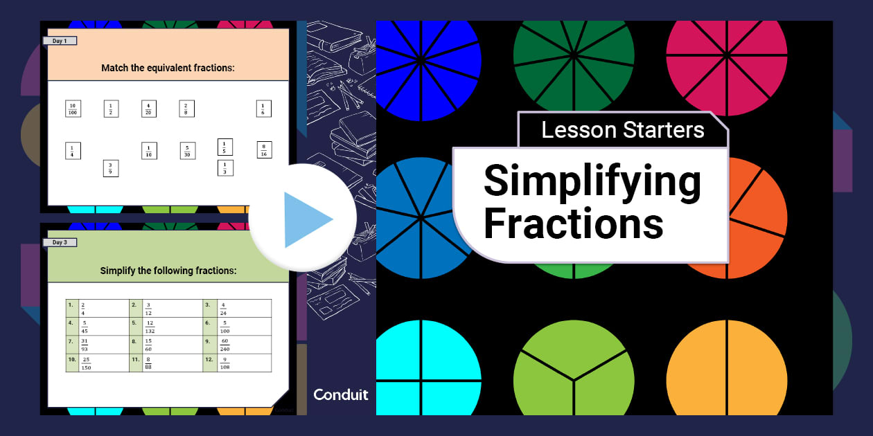 Equivalent and Simplifying Fractions Starters PowerPoint