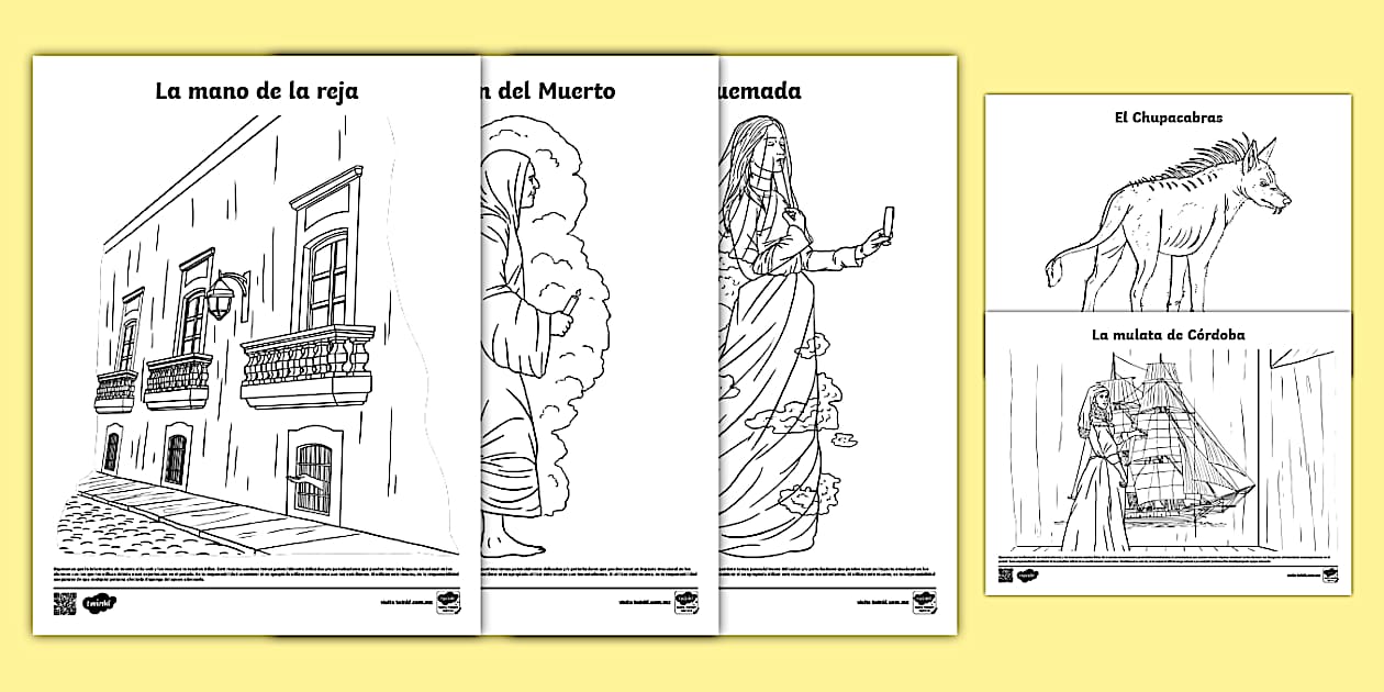 Leyendas mexicanas de terror - para colorear - Twinkl