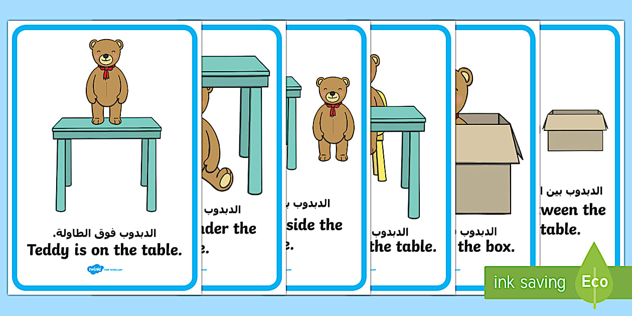 Prepositions Display Posters Arabic/English - Twinkl