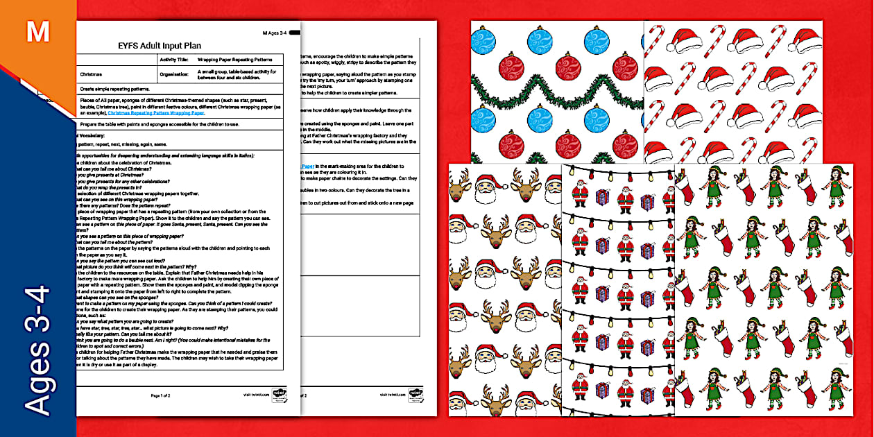 EYFS Christmas Repeating Pattern Wrapping Paper Pack