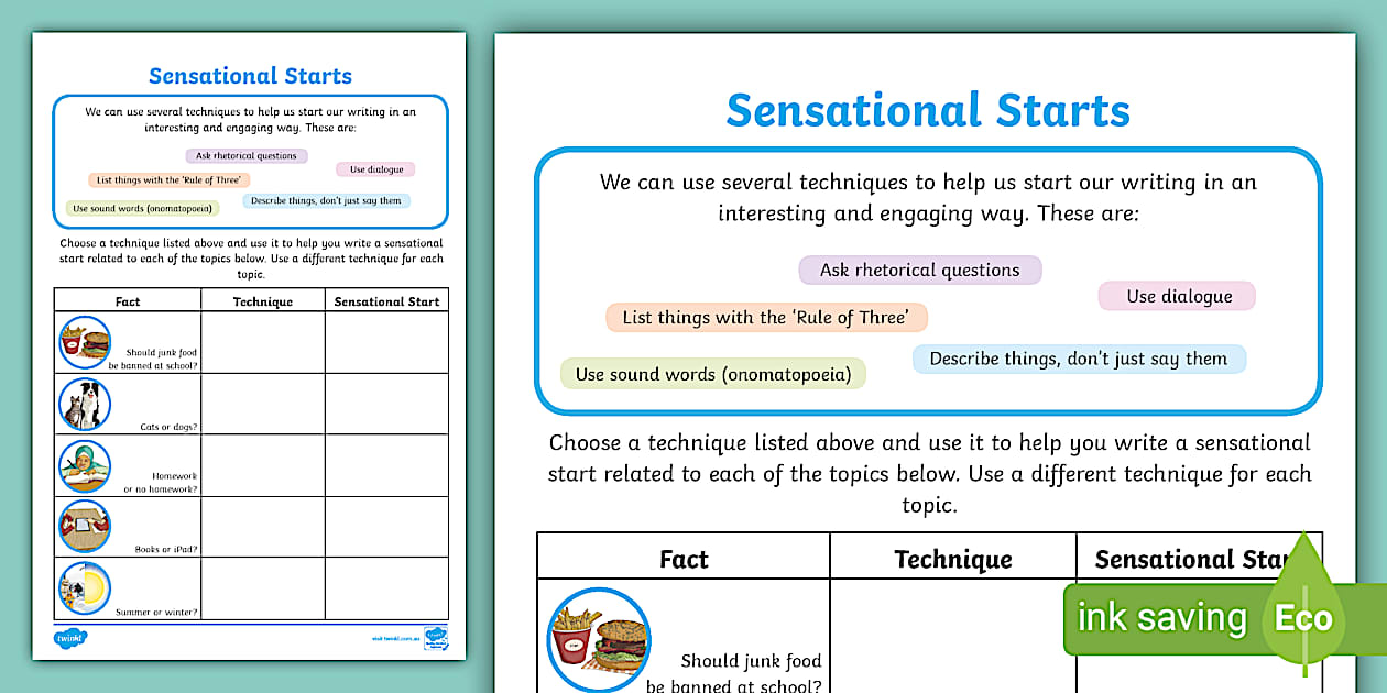 Writing Sensational Starts for Persuasive Texts - Twinkl