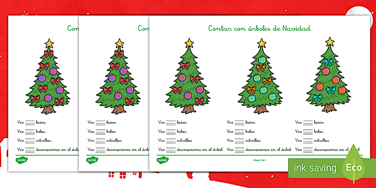 Fichas para contar: El árbol de Navidad | Recursos | Twinkl