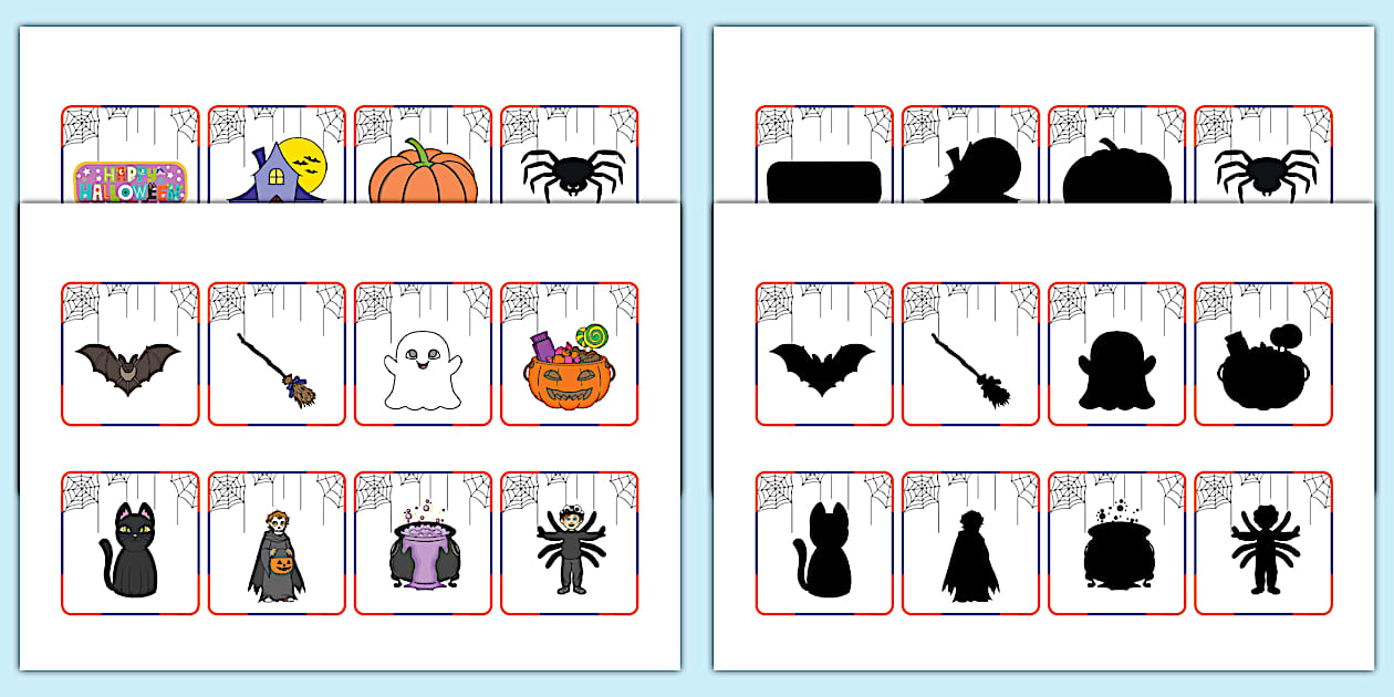 Halloween Shadow Matching (teacher made) - Twinkl