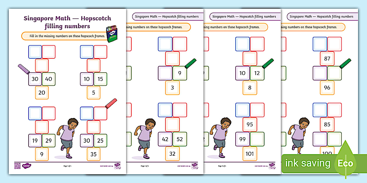 *Singapore Math - Hopscotch filling numbers* - Twinkl