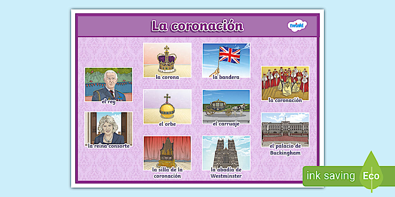 👉 Coronation Word Mat: Spanish (profesor hizo) - Twinkl