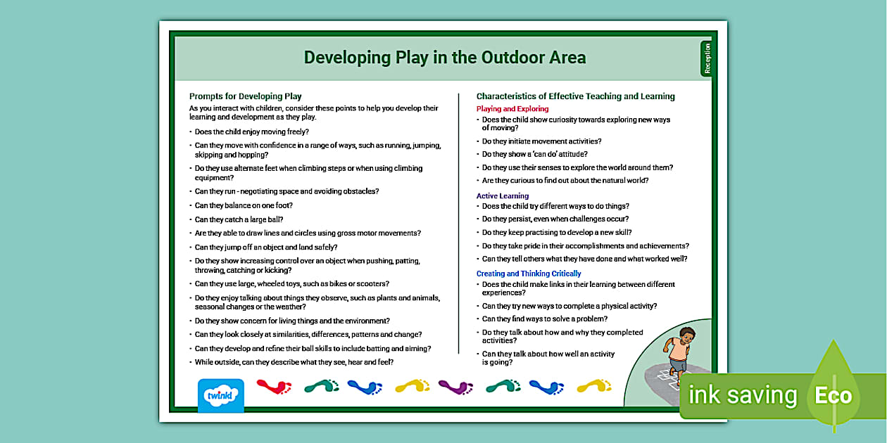 EYFS Outdoor Area Reception Next Steps Poster - Twinkl