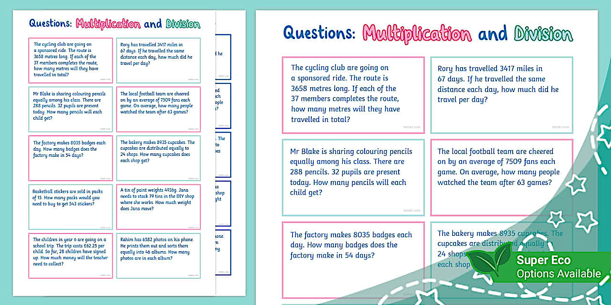 Multiplication and Division: Word Problems (Ages 10 - 11)