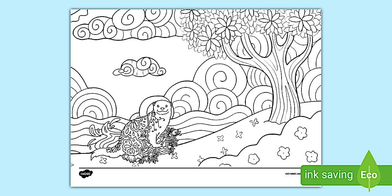 Otter Mindfulness Colouring Page - Twinkl