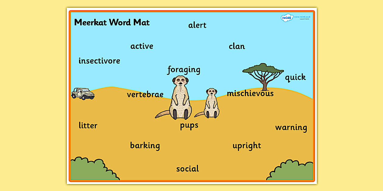 Editable Safari Meerkat Word Mat (teacher made) - Twinkl