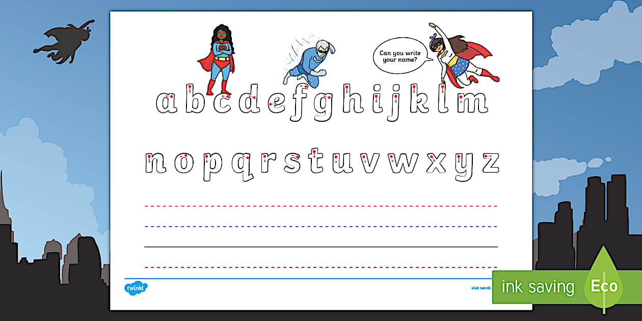 Name Handwriting Superhero Worksheet (teacher made) - Twinkl