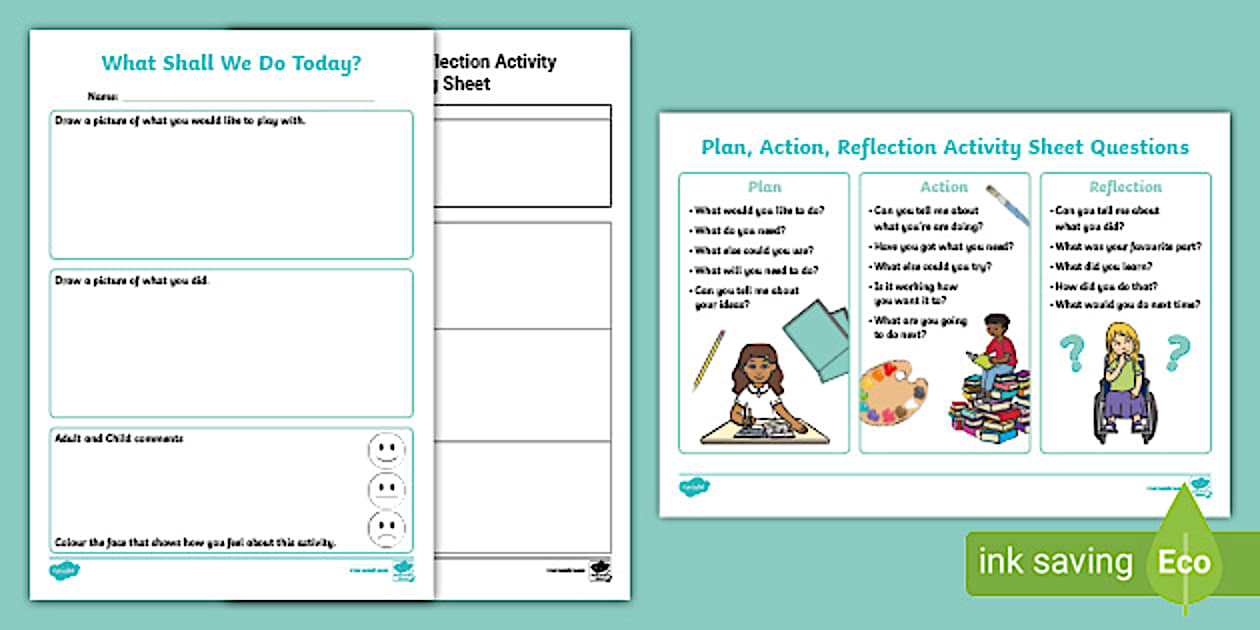 Plan, Action, Reflection Activity Planning Sheet template EYFS