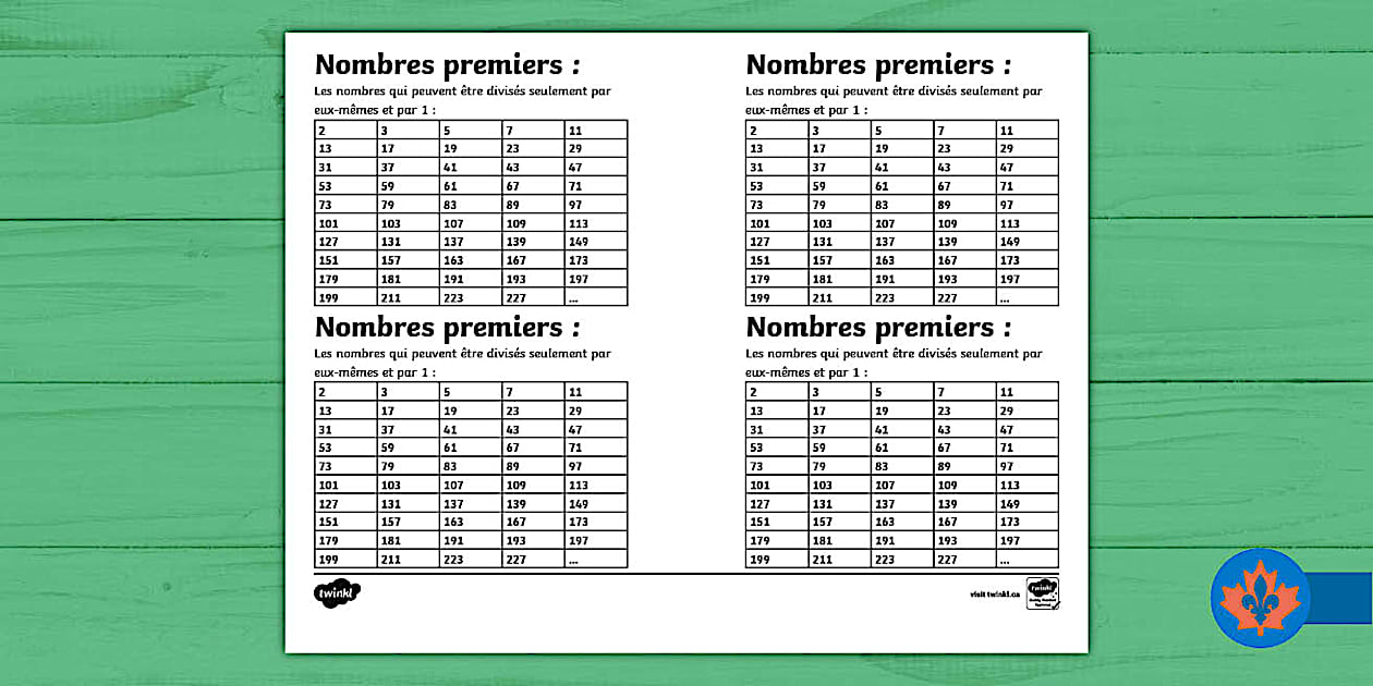 Nombre premier liste | Ressource éducative Twinkl - Twinkl