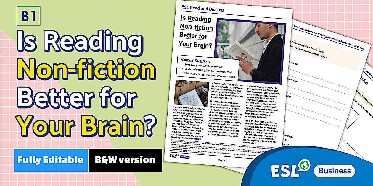 ESL Is Reading Non-fiction Better for Your Brain? Read and Discuss [Adults,