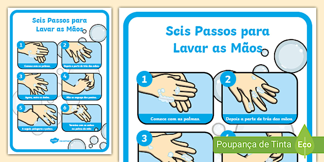 Pôster de Seis Passos para Lavar Suas Mãos (teacher made)